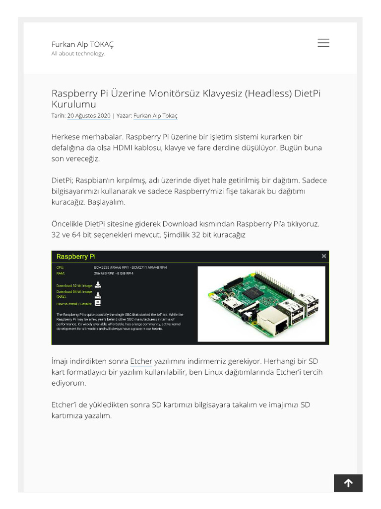 RPi Headless DietPi Kurulumu | PDF