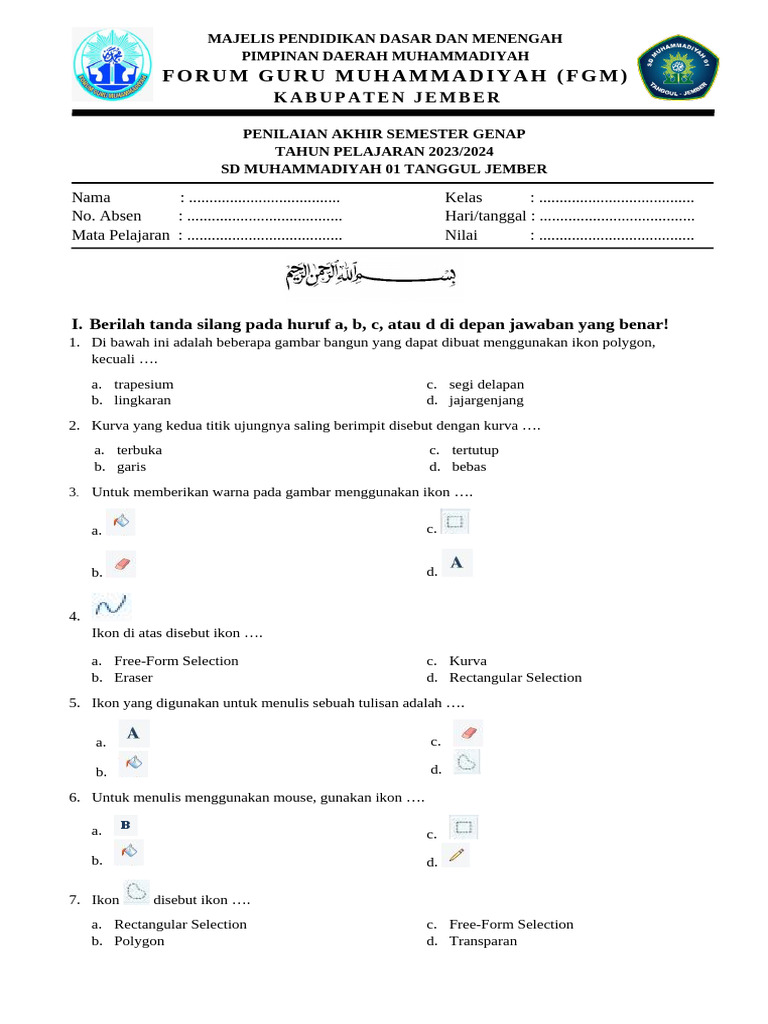 Naskah Soal Pas Kelas 3 SMT 2 2023-2024 | PDF
