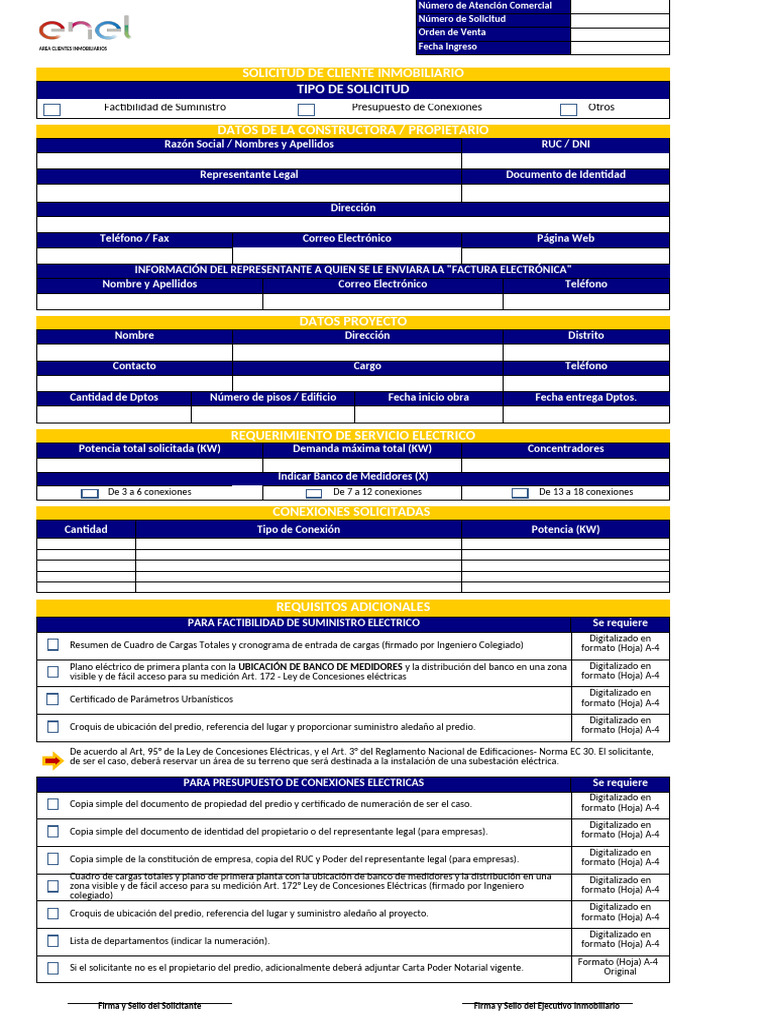 Solicitud de Inmobiliarios Enel | PDF