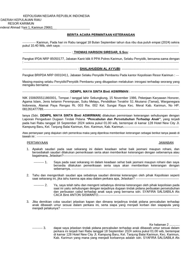 Bap Saksi Dempil Maya Sinta | PDF