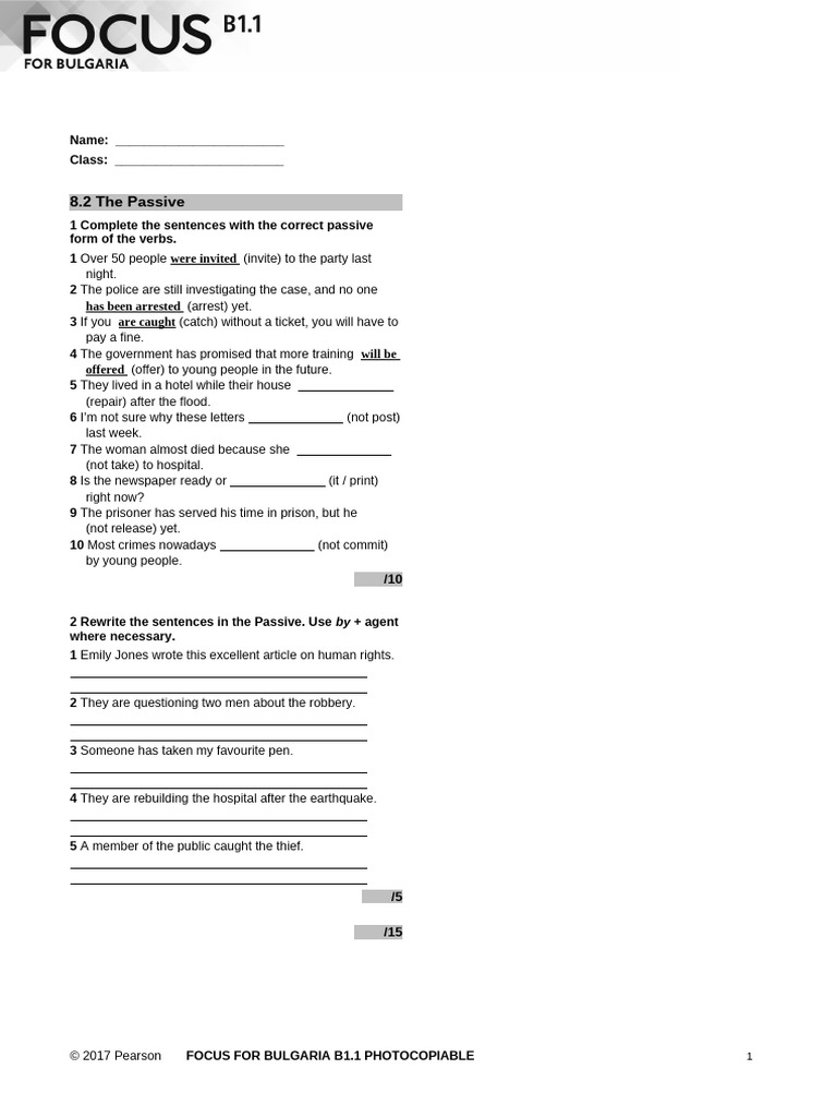 Grammar Quiz 8 2B | PDF