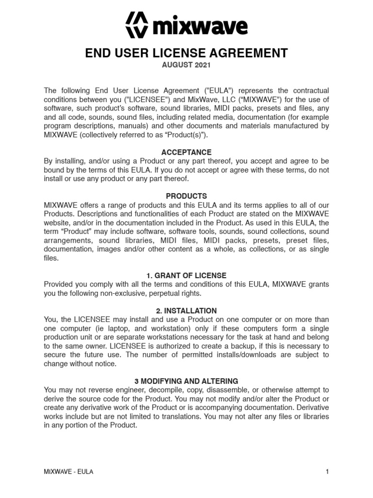 MixWave - EULA | PDF