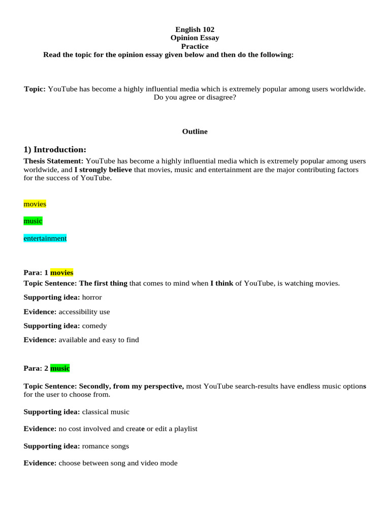 Very Good Sample Opinion Essay | PDF