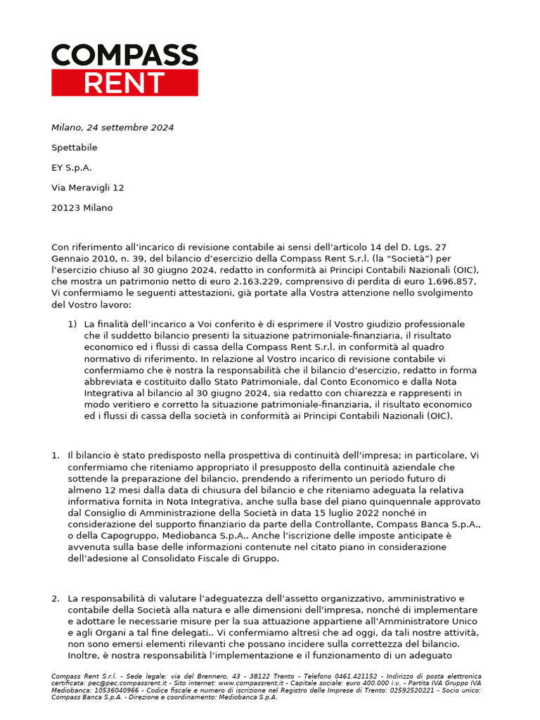 Compass Rent Carta Intestata 12.04.2022 Vigente | PDF