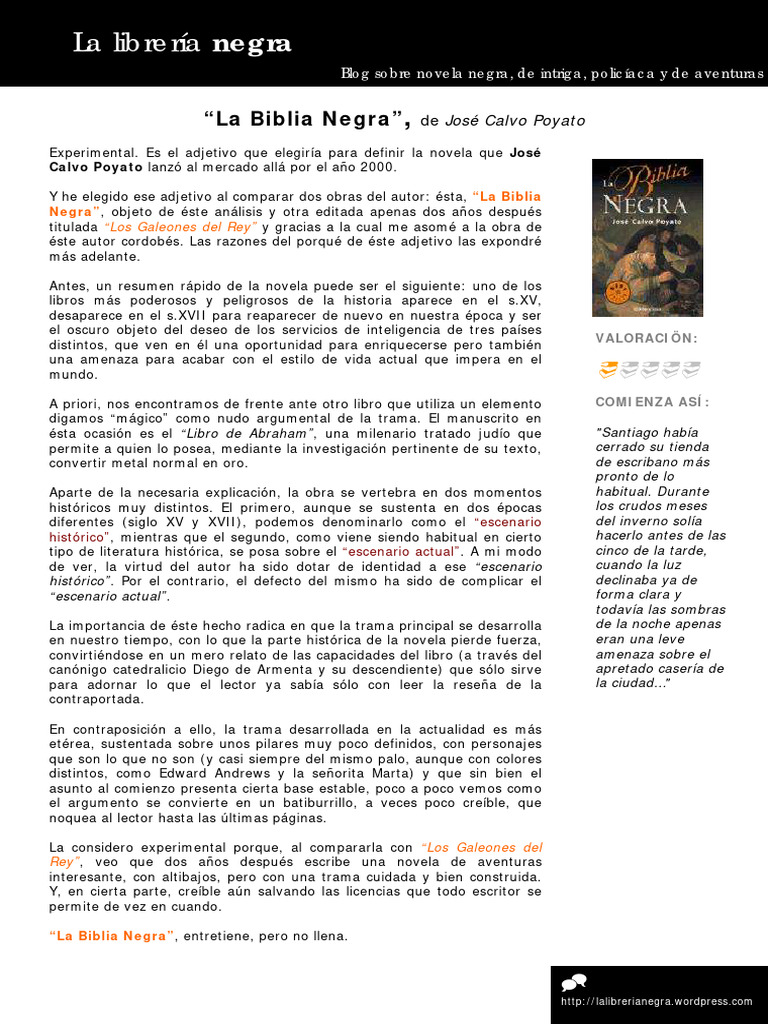 Análisis de "La Biblia Negra" | PDF | Clásicos | Ficción general