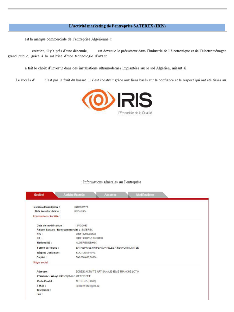 Etude de Cas Iris | PDF