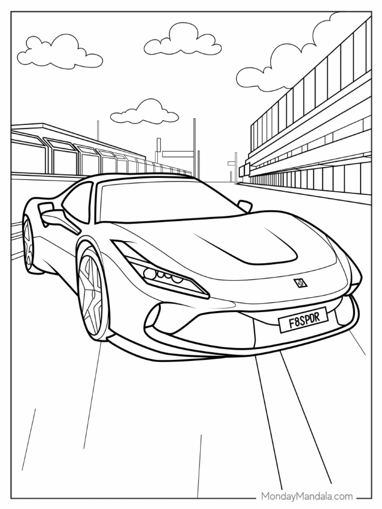 Ferrari F8 Spider Race Car Coloring Sheet | PDF