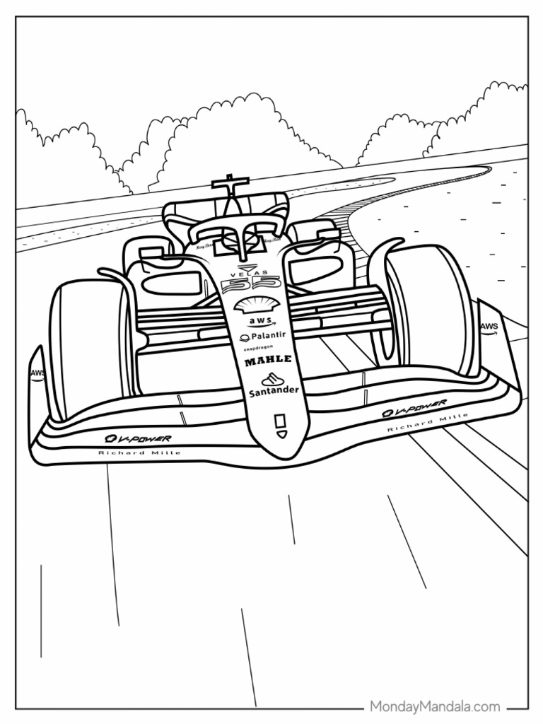 F1 Ferrari Racing Car To Color For Kids | PDF