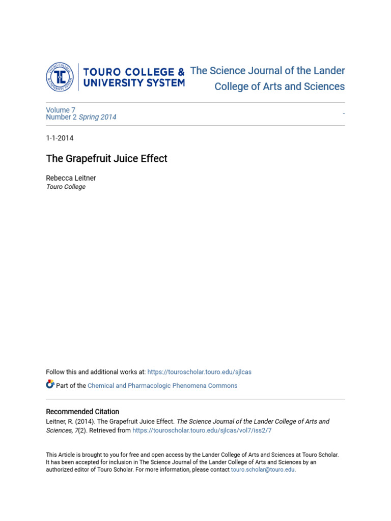 The Grapefruit Juice Effect | PDF | Statin | Self-Improvement