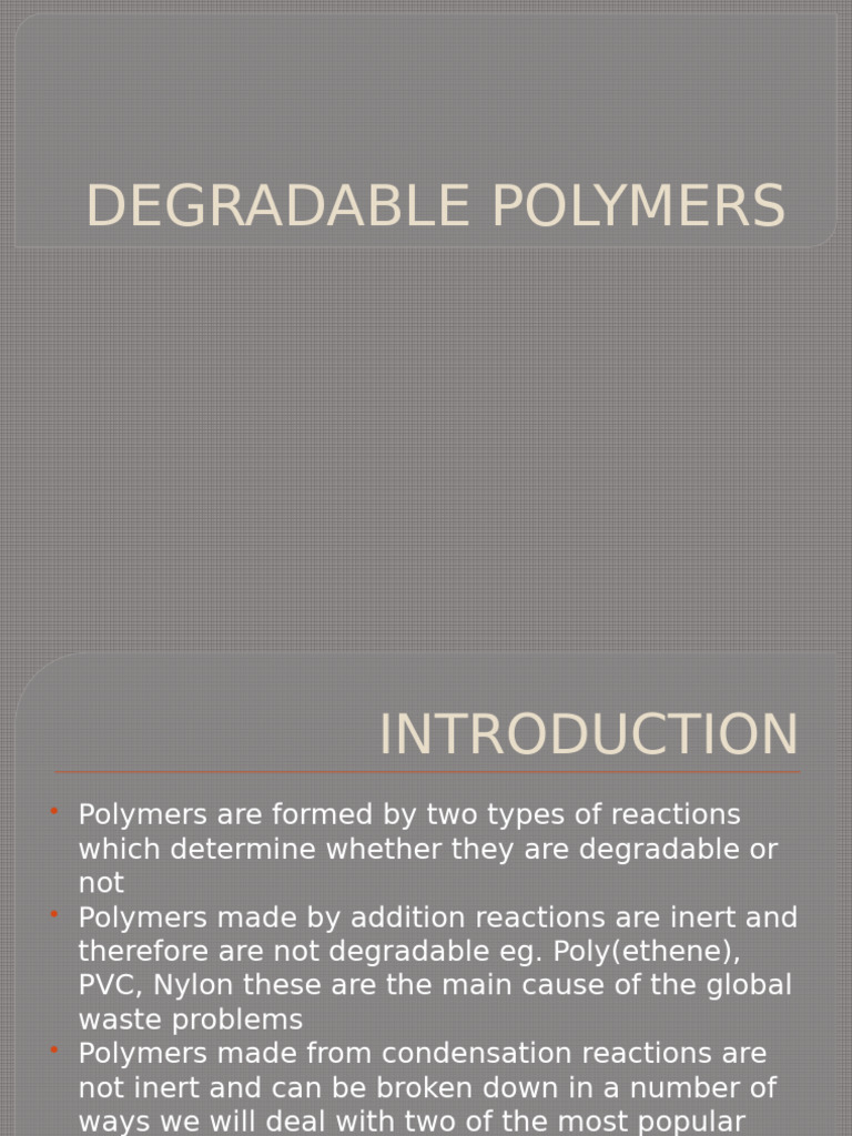 Degradable Polymers | PDF