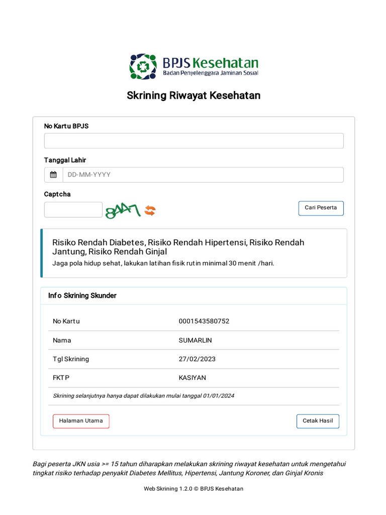 Web Skrining BPJS Kesehatan | PDF