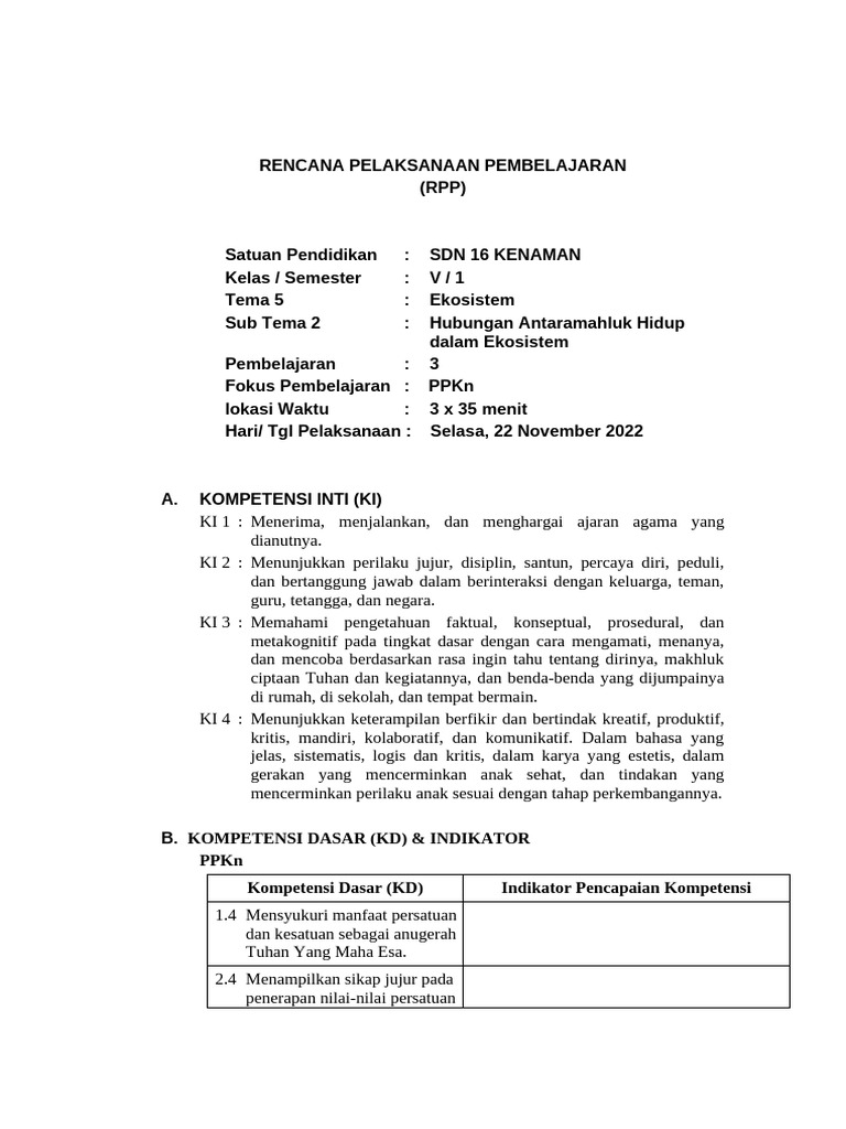 Rencana Pelaksanaan Pembelajaran | PDF