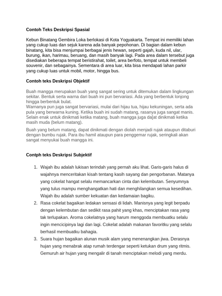 Contoh Teks Deskripsi Spasial | PDF