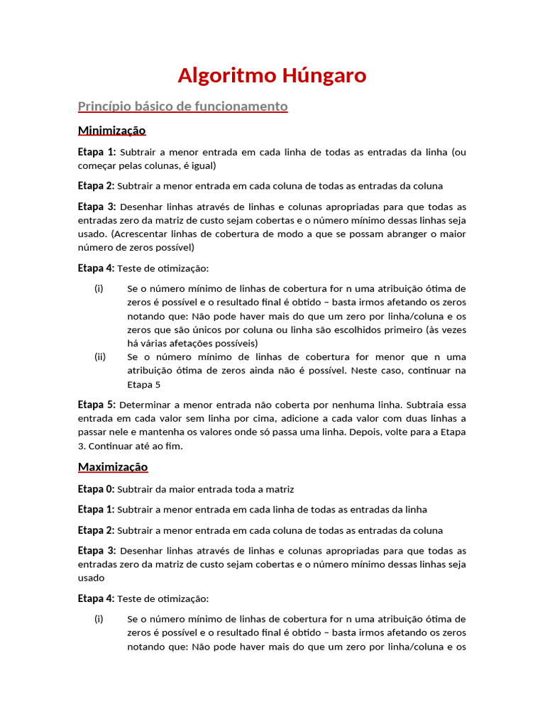 Algoritmo Húngaro | PDF