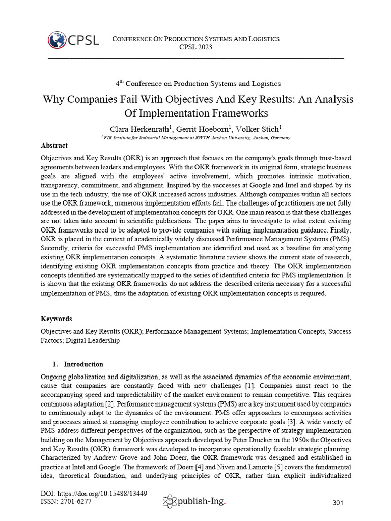 Herkenrath 2023 CPSL-Why Companies Fail With Objectives and Key Results ...