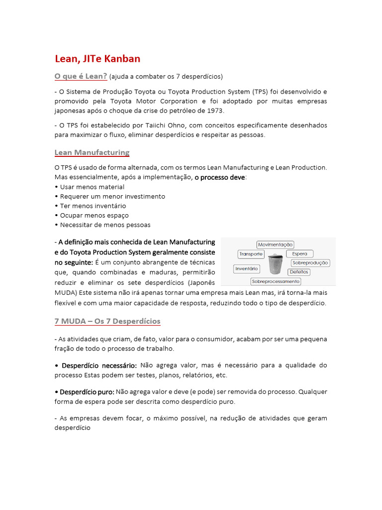 PCP - Lean, JiT e Kanban | PDF