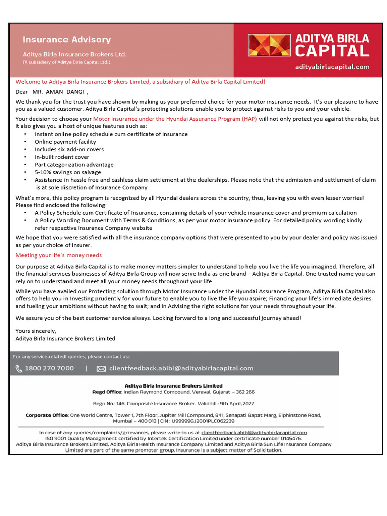 Policy Schedule | PDF