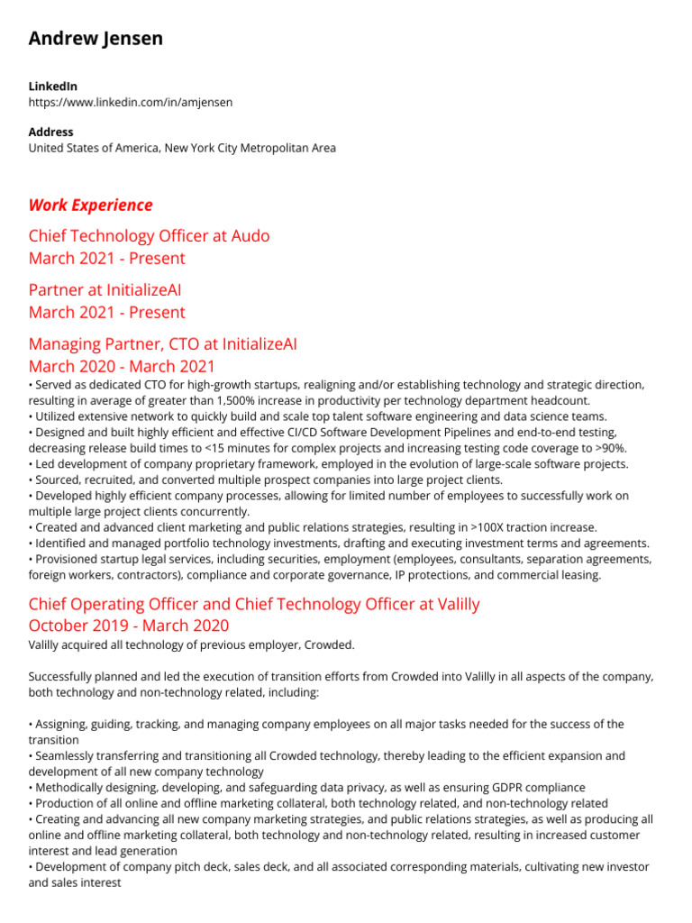 Andrew Jensen: Work Experience | PDF