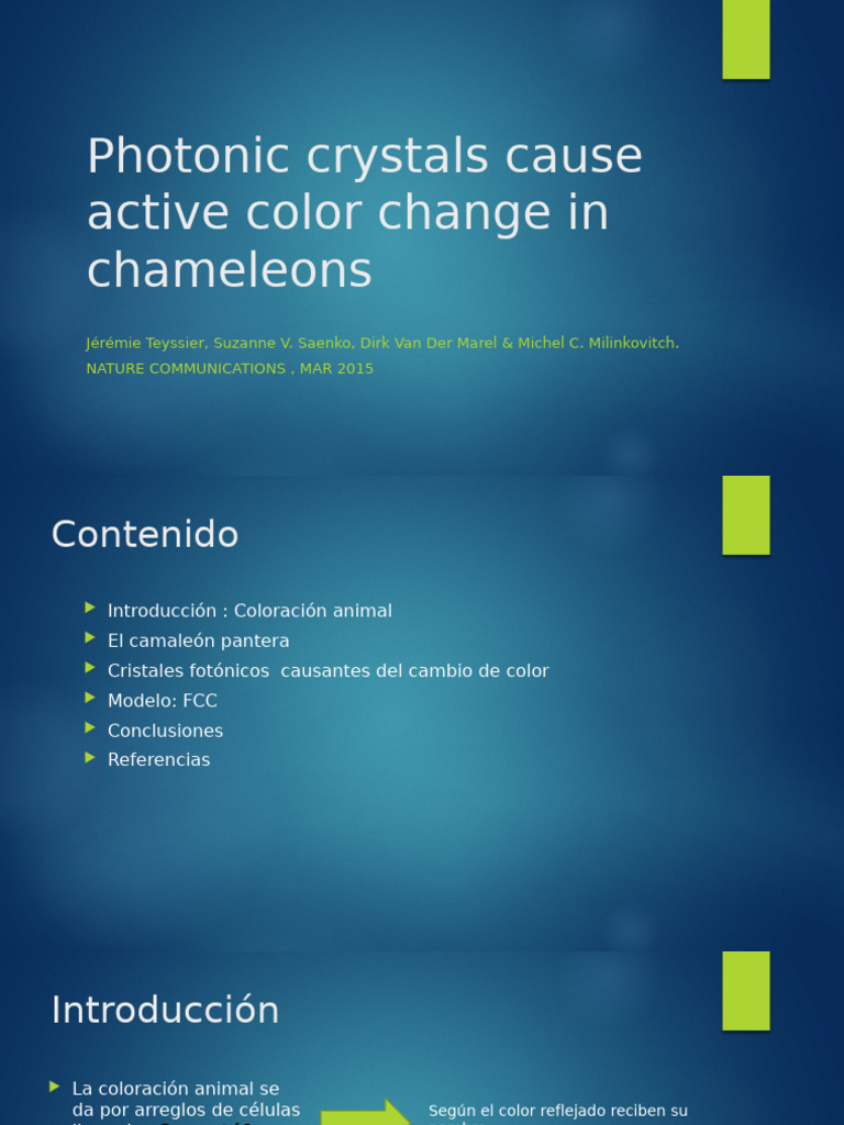 Photonic Crystals Cause Active Color Change in Chameleons | PDF
