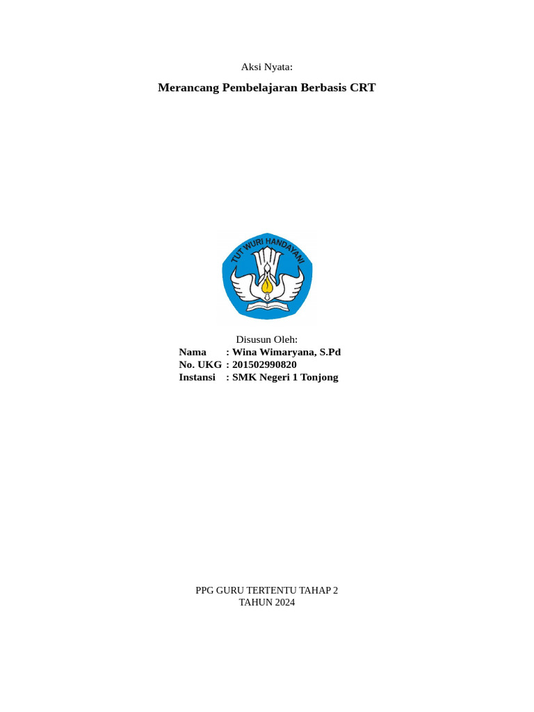 Aksi Nyata - Merancang Pembelajaran Berbasis CRT | PDF Aksi Nyata - Merancang Pembelajaran Berbasis CRT | PDF