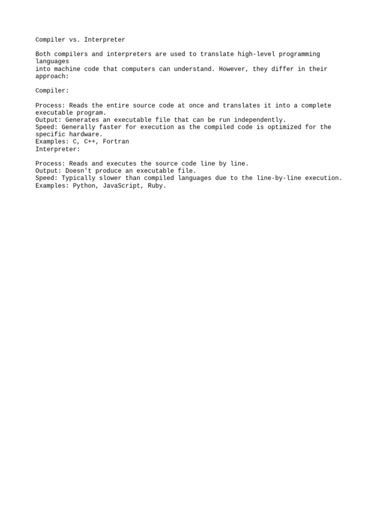 Compiler vs. Interpreter | PDF Compiler vs. Interpreter | PDF