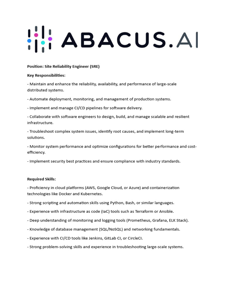 SRE Abacus - Ai | PDF