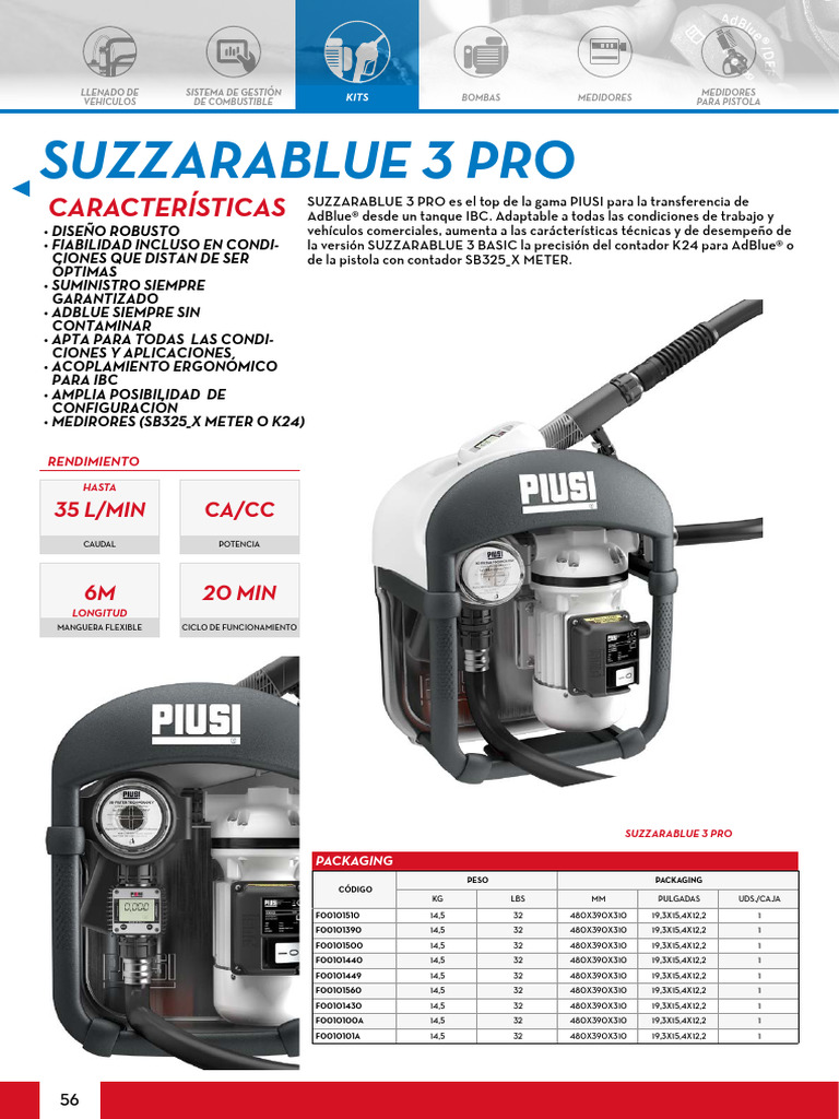 Suzzarablue 3 Pro Piusi Datasheet Adblue 07.23 Es | PDF