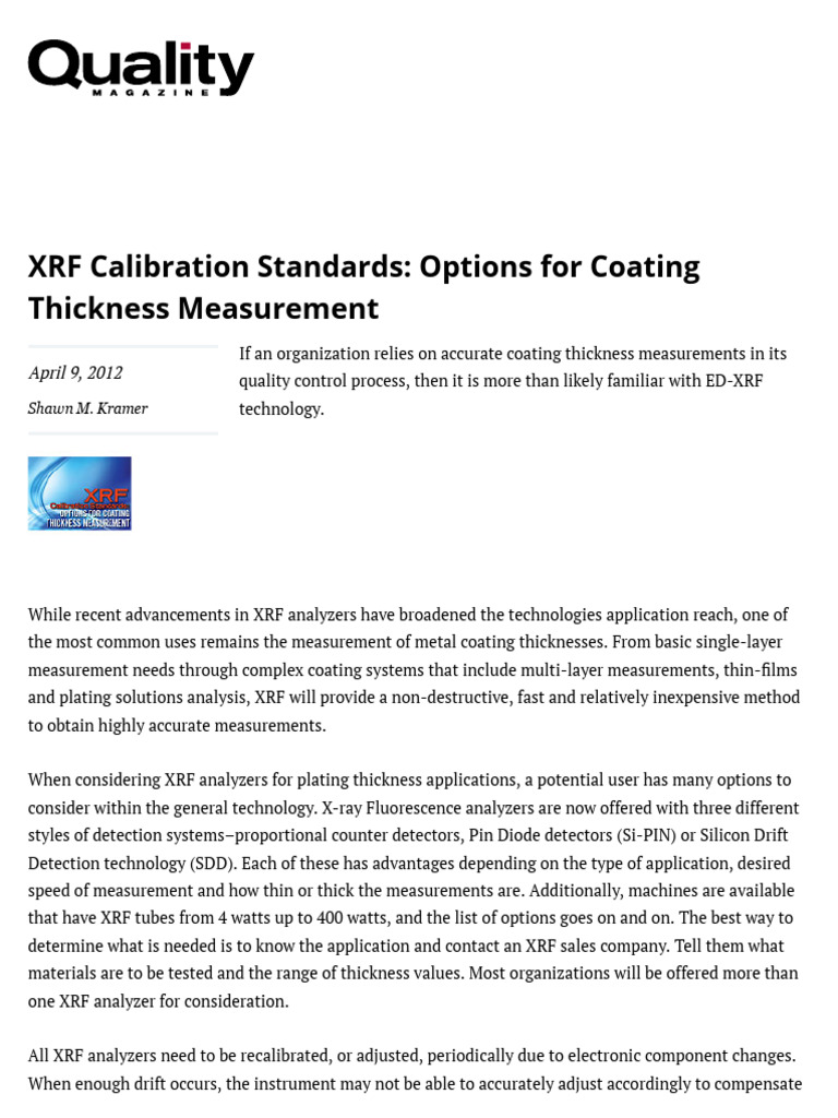 XRF Calibration Standards - Options For Coating Thickness Measurement ...