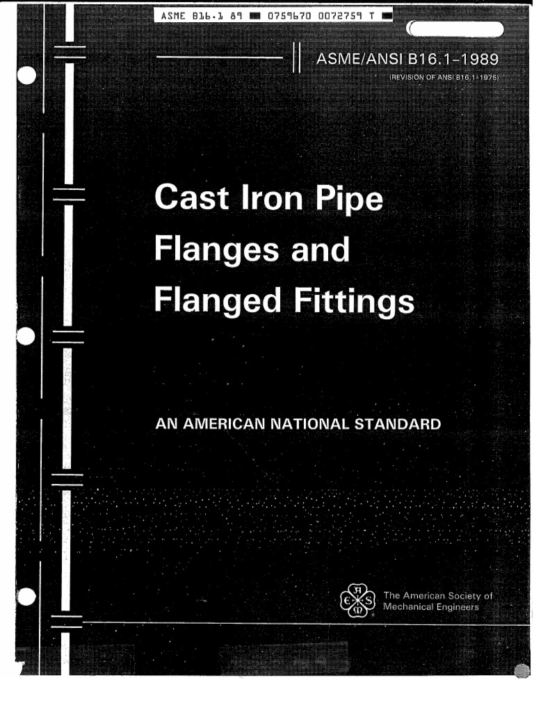 Asme Ansi b16 1 Cast Iron Pipe Flanges and Flanged Fittings 89 PDF Free ...