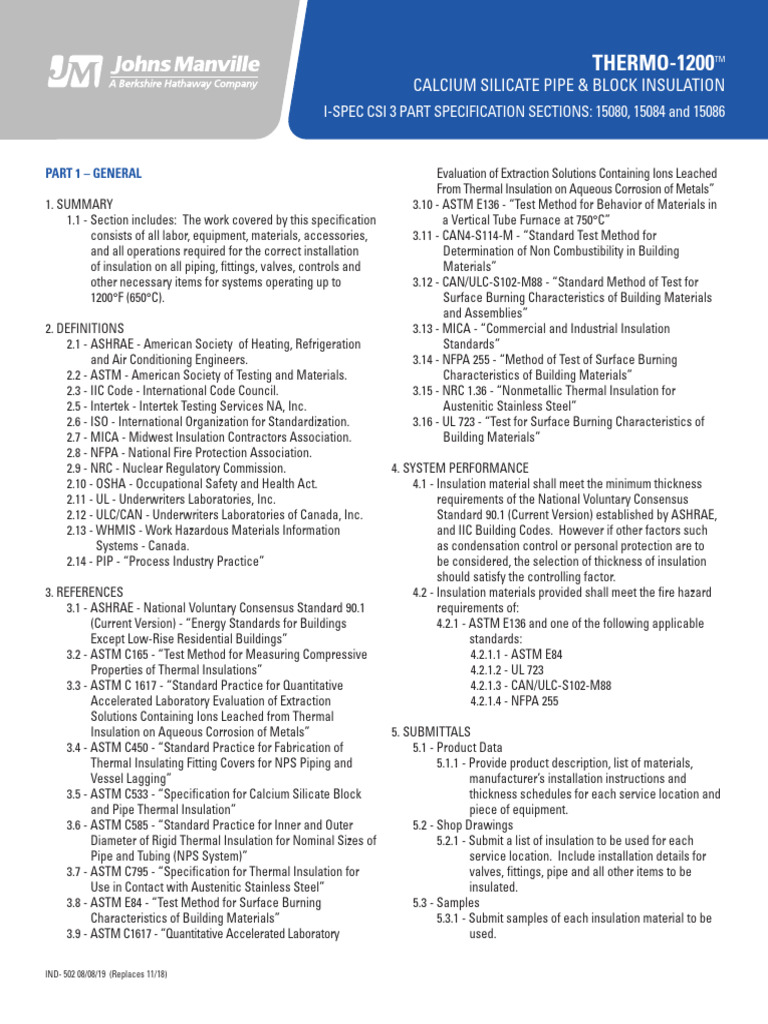 JM IND Thermo-1200 Guide Spec | PDF