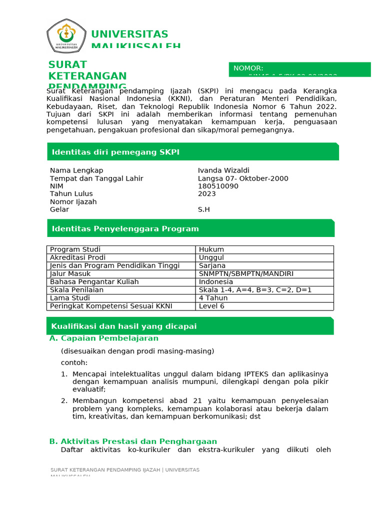 Skpi Unimal Law 2 | PDF