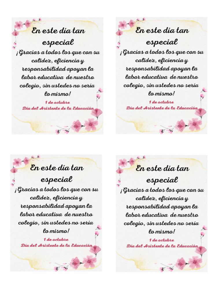 Recuerdos Día Del Asistente de La Educación | PDF