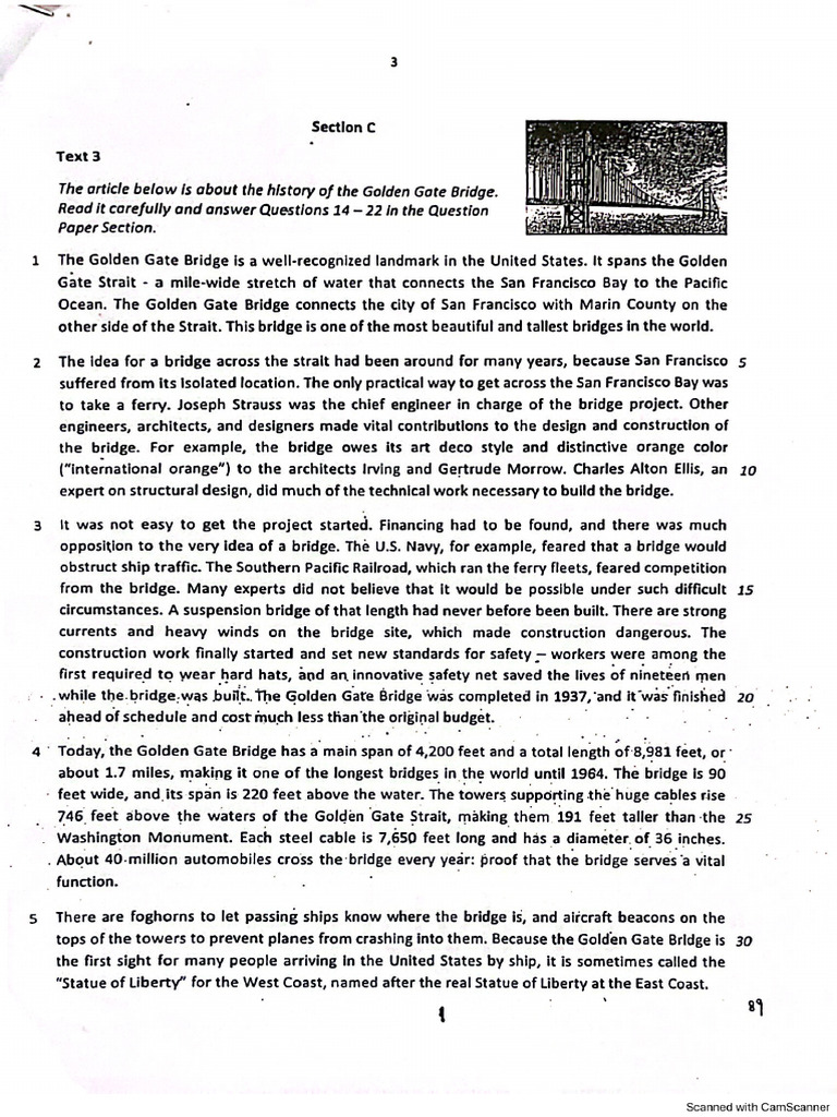 Eng Golden Gate Bridge & Writing | PDF