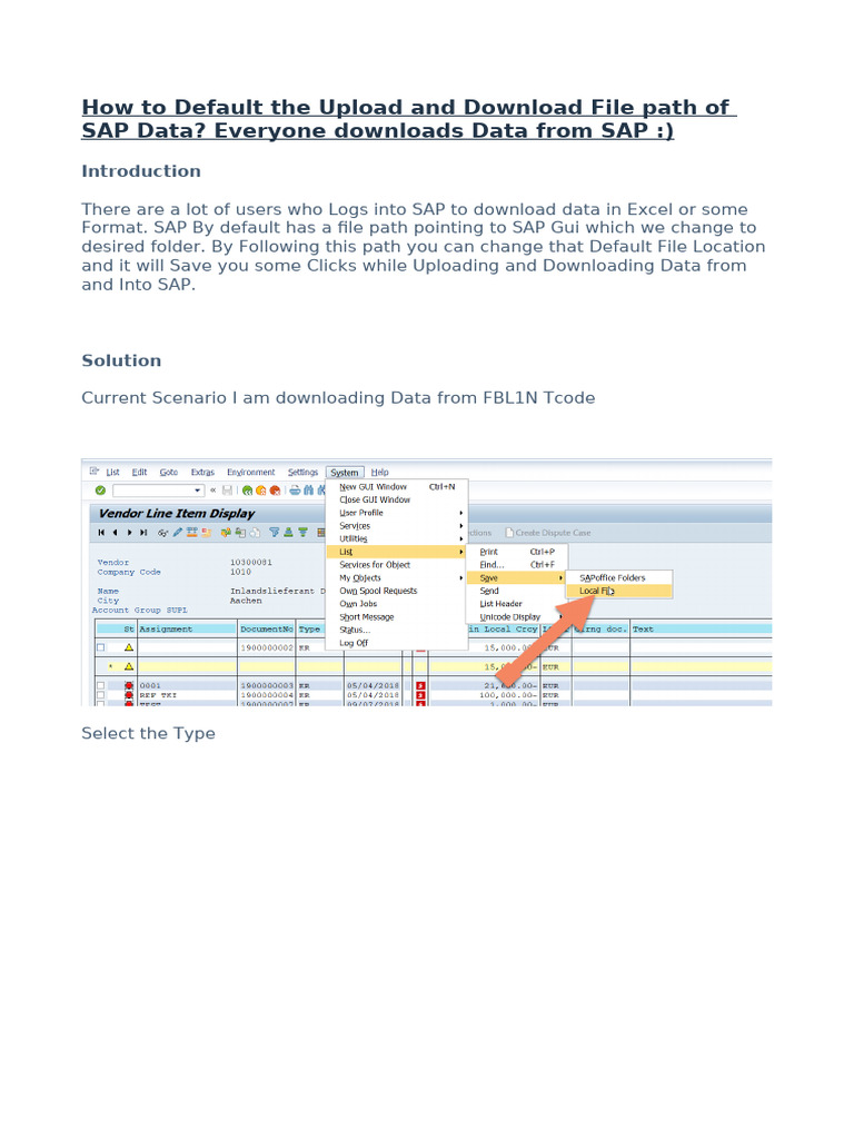 How To Default The Upload and Download File Path of SAP Data | PDF