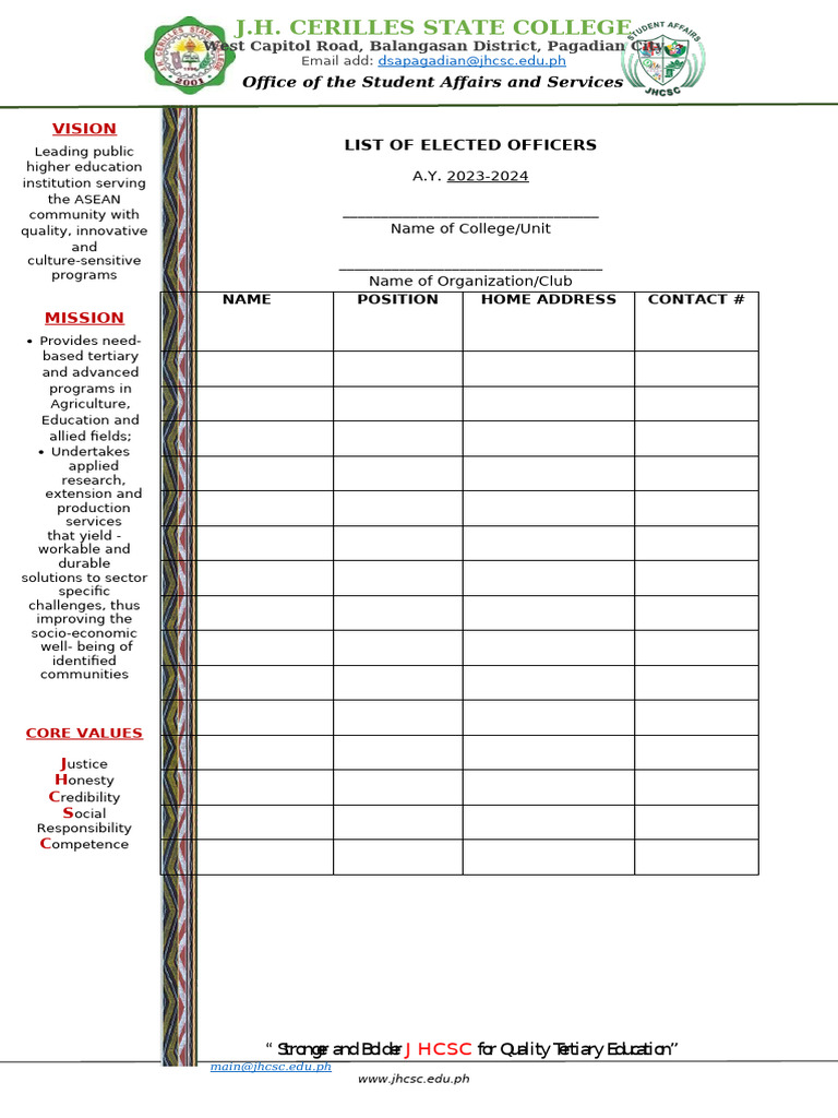 List of Organization Officers | PDF