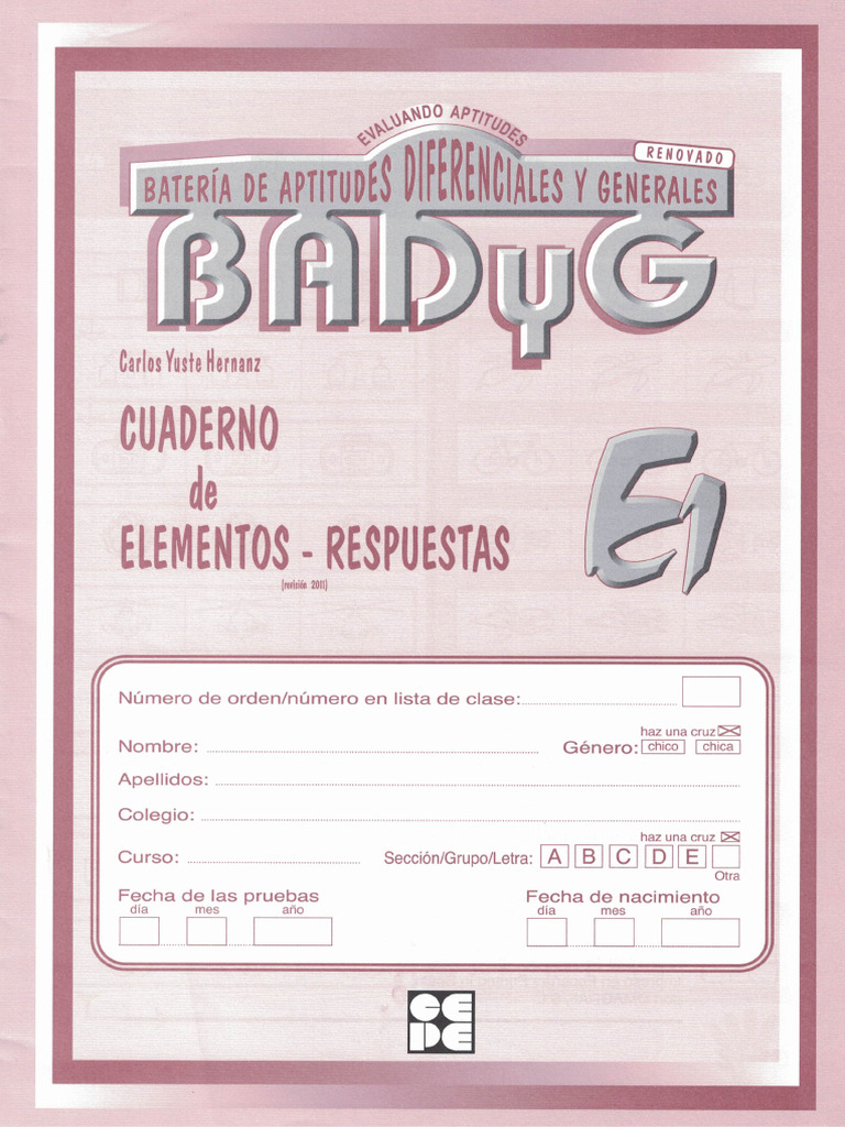 Hoja de Respuestas BADYG-E1 | PDF