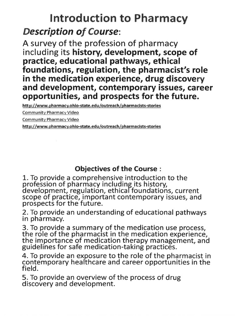 Introduction To Pharmacy | PDF