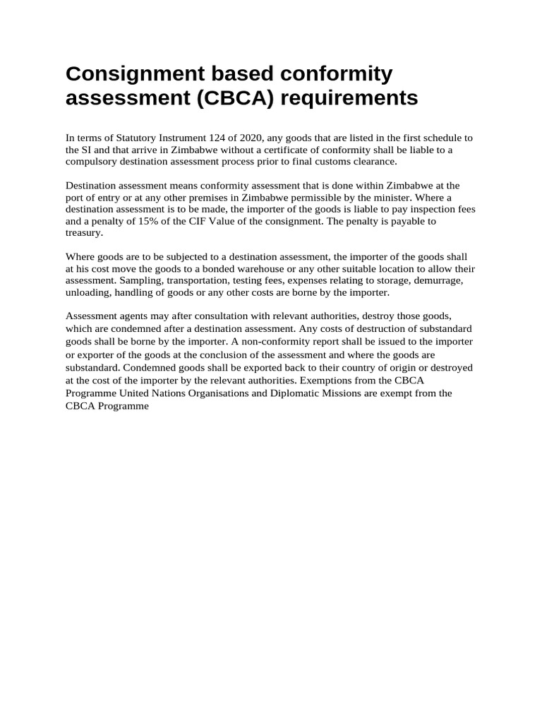 Consignment Based Conformity Assessment CBCA | PDF