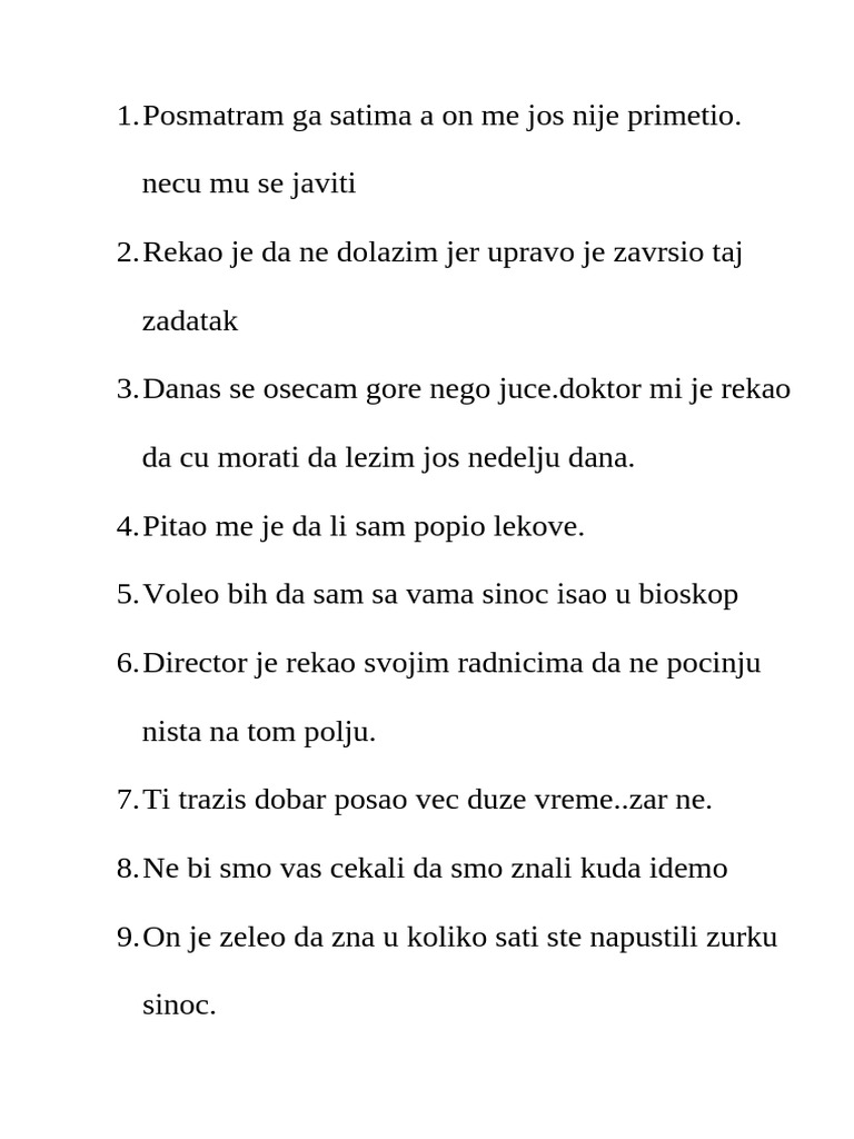 Recenice Na Srpskom | PDF