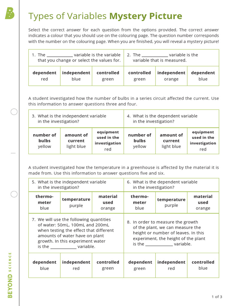 Toddle - Types of Variables Mystery Picture | PDF Toddle - Types of Variables Mystery Picture | PDF