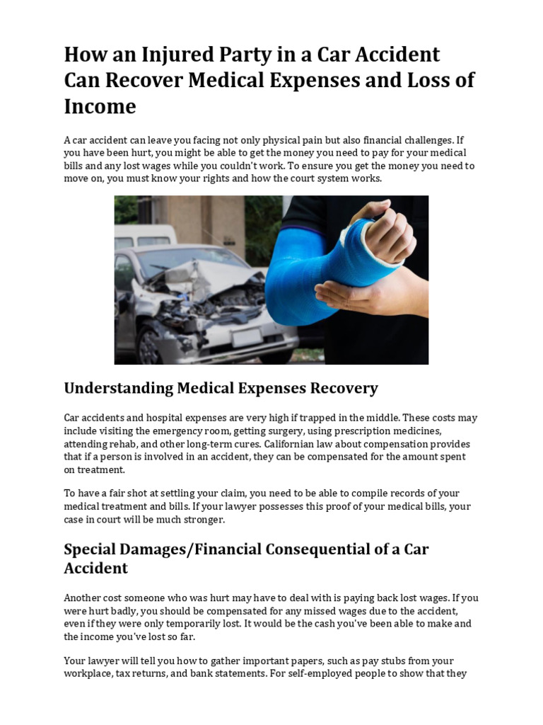 How An Injured Party in A Car Accident Can Recover Medical Expenses and ...