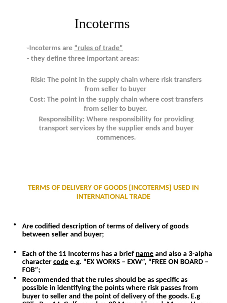 Incoterms 2010 | PDF