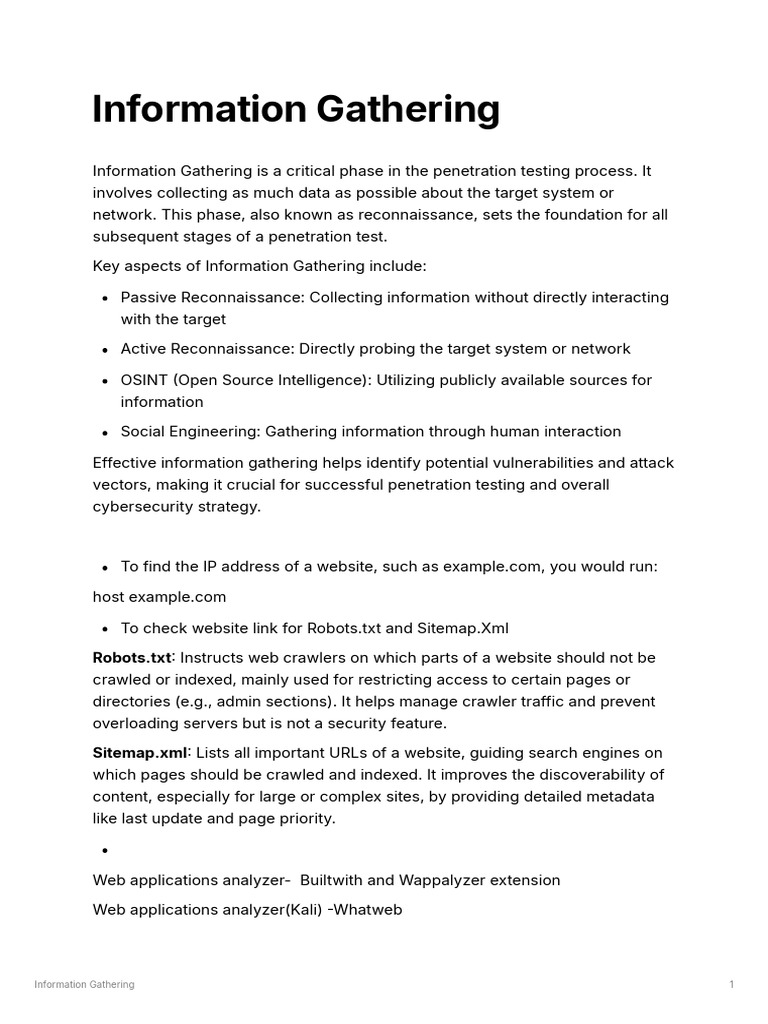 Info Gathering PDF | PDF