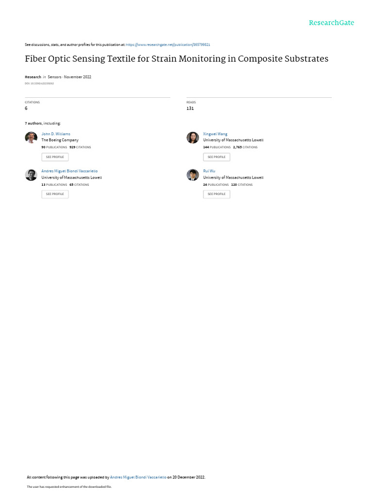 Fiber Optics Sensing Textilefor Strain Monitoringin Composite Substrate ...