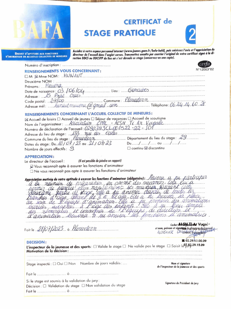 Bafa Ucpa Stage Pratique