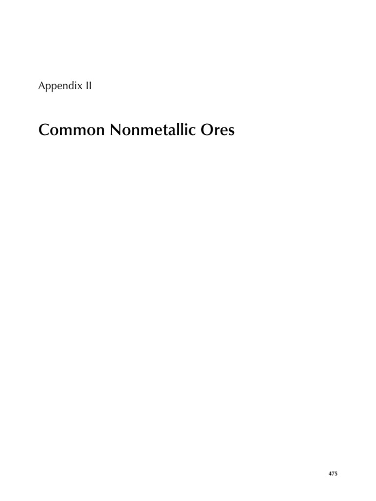 Appendix II - Common Nonmetallic Ore - 2016 - Wills Mineral Processing Technolo | PDF