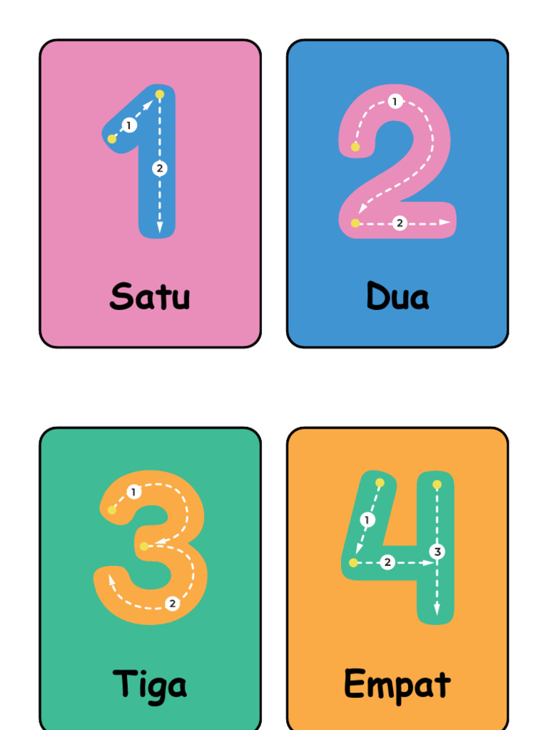 Kartu Pengingat Angka Berwarna Sederhana | PDF