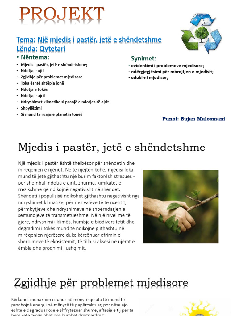 Projekt Nje Mjedis I Paster, Jete e Shendetshme | PDF