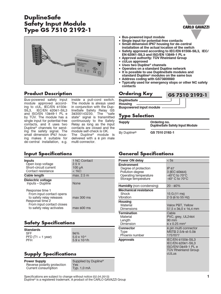 Safety Input Module 2 | PDF