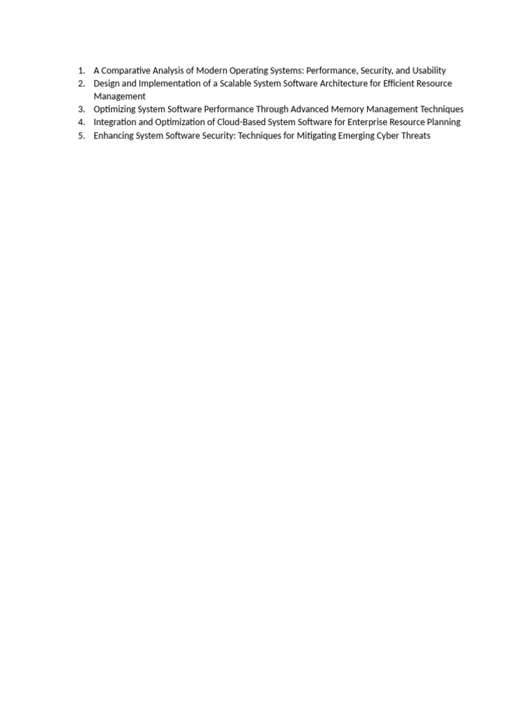 A Comparative Analysis Of Modern Operating Systems Pdf
